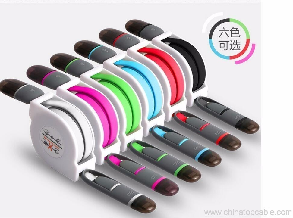 2 in 1 retractable usb cable Quality TPE Wire Micro USB and IOS Sync ...