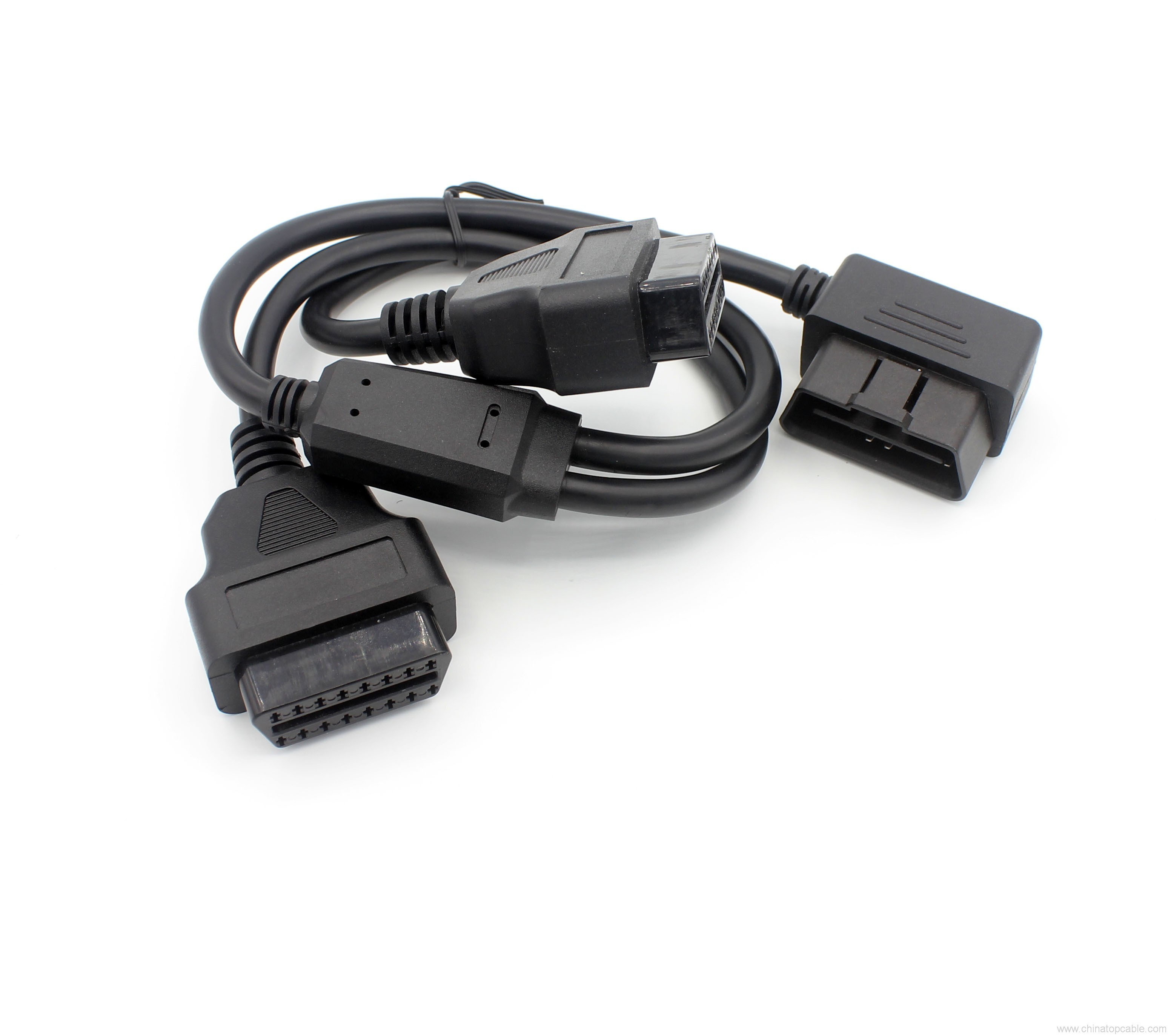 1 to 2 90 angle head OBD-II 16 Pin Male to M/F Splitter Extension ...