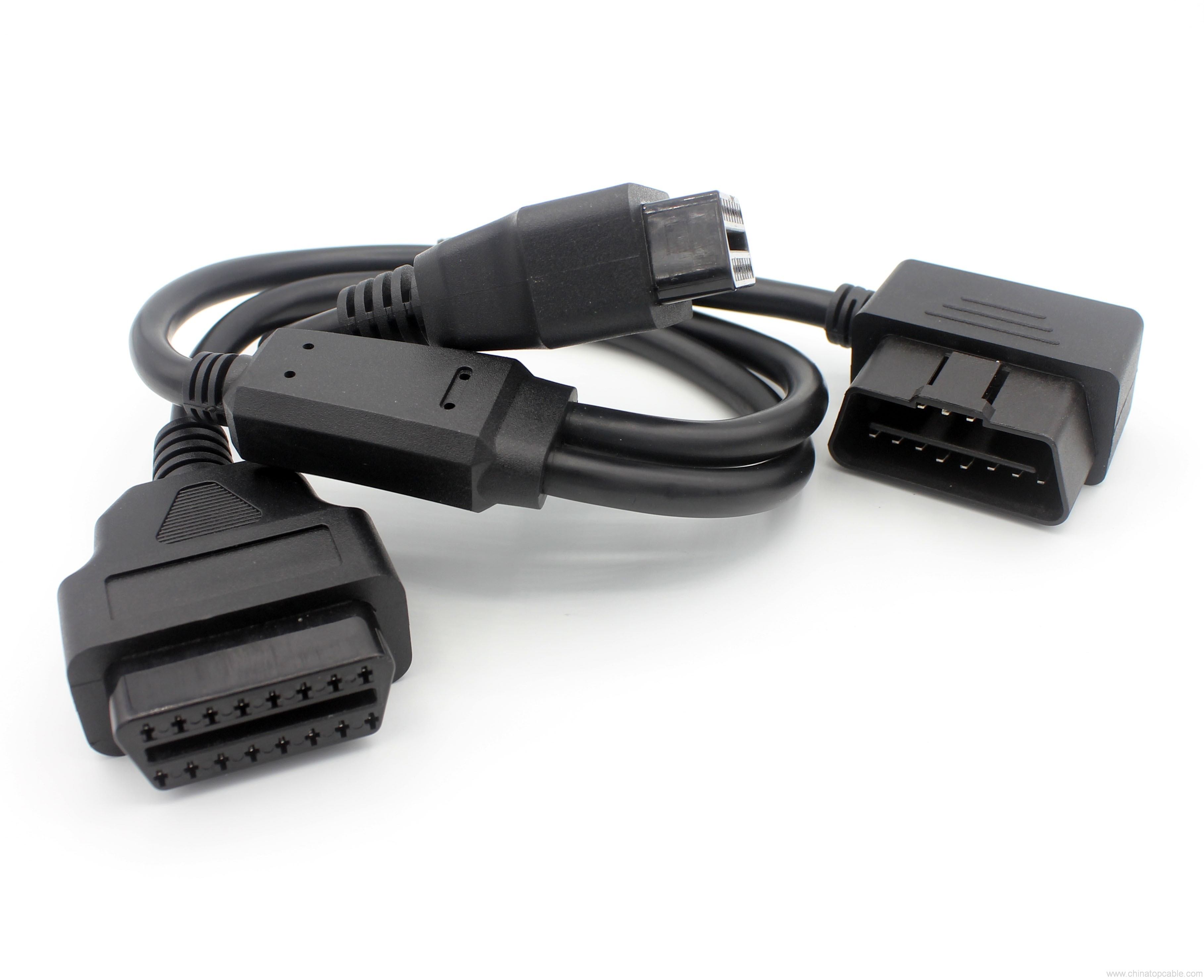 1 to 2 90 angle head OBD-II 16 Pin Male to M/F Splitter Extension ...