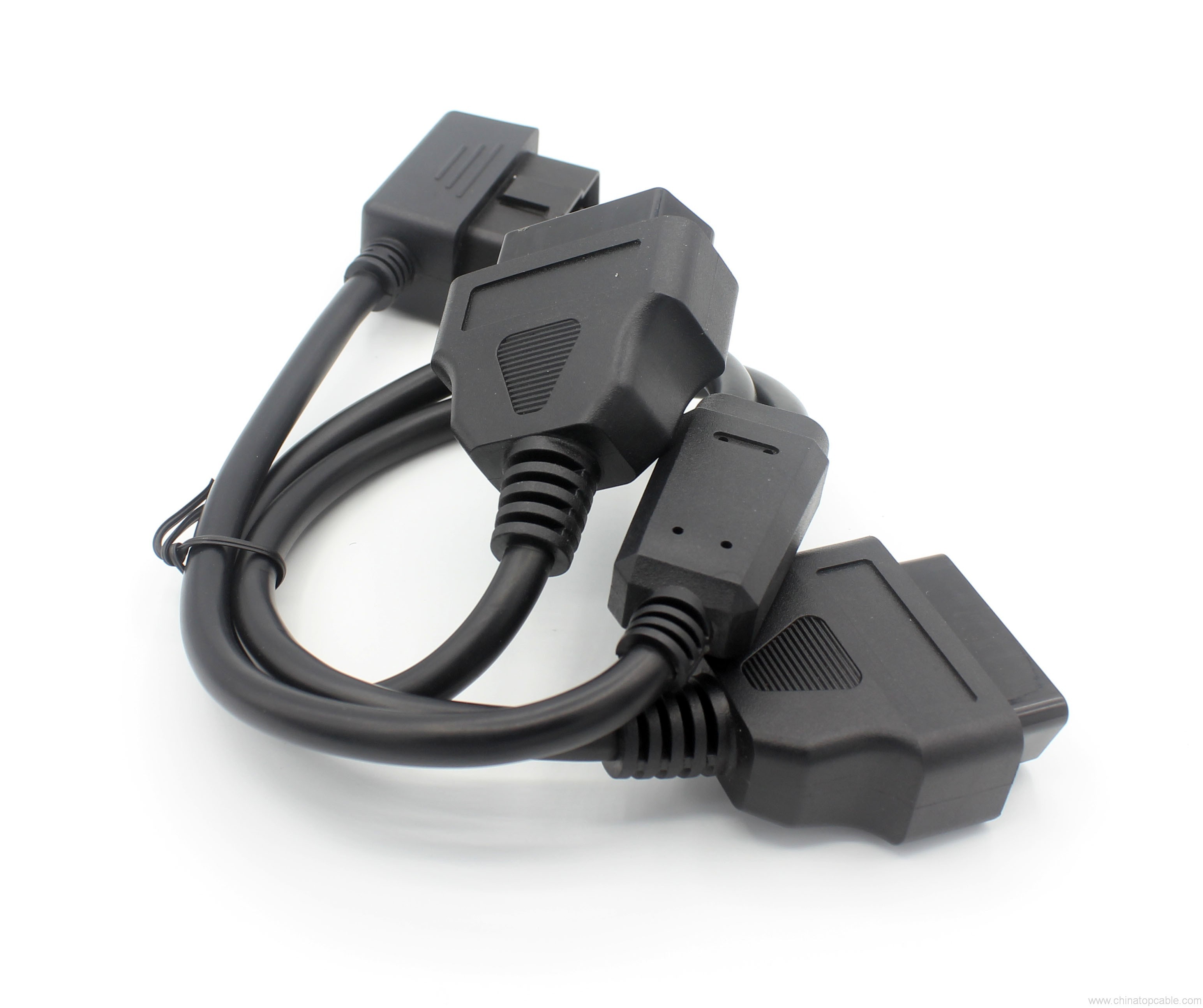 1 to 2 90 angle head OBD-II 16 Pin Male to M/F Splitter Extension ...