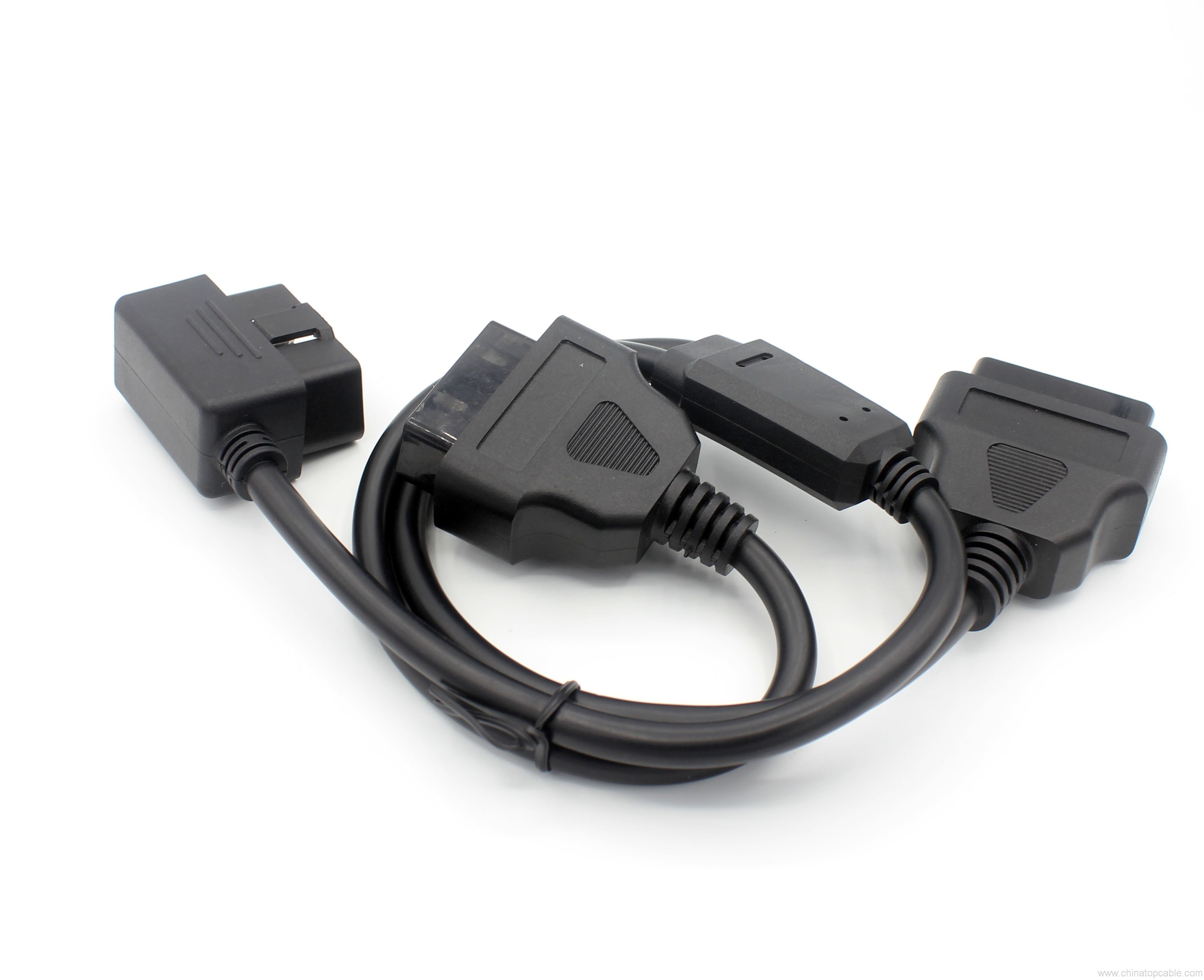 1 to 2 90 angle head OBD-II 16 Pin Male to M/F Splitter Extension ...