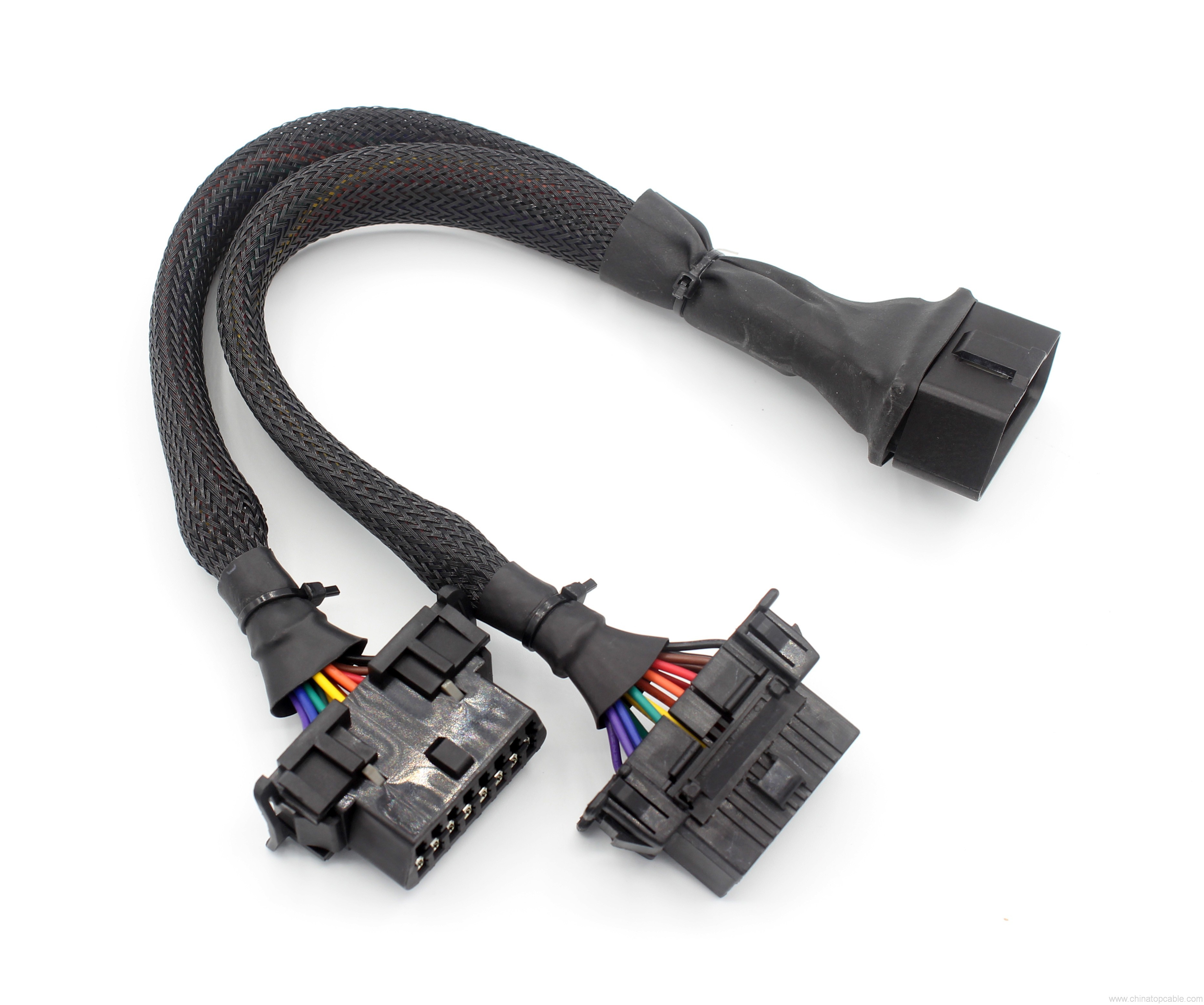 1 to 2 Mesh Grid OBD2 OBD-II 16 Pin Male to M/F Splitter Extension ...