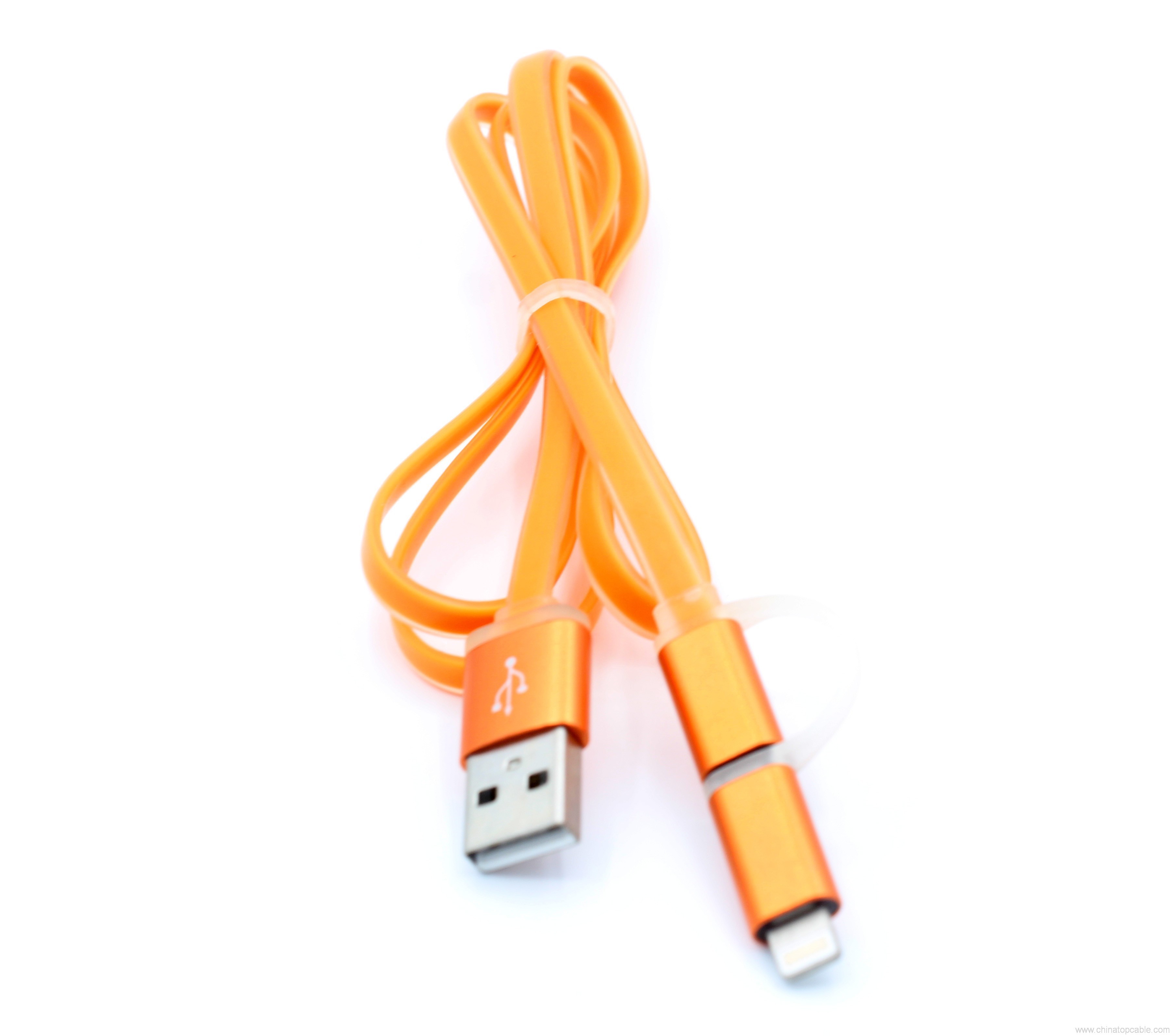 High quality Jelly flat design 2 in 1 usb charging cable for iphone and ...