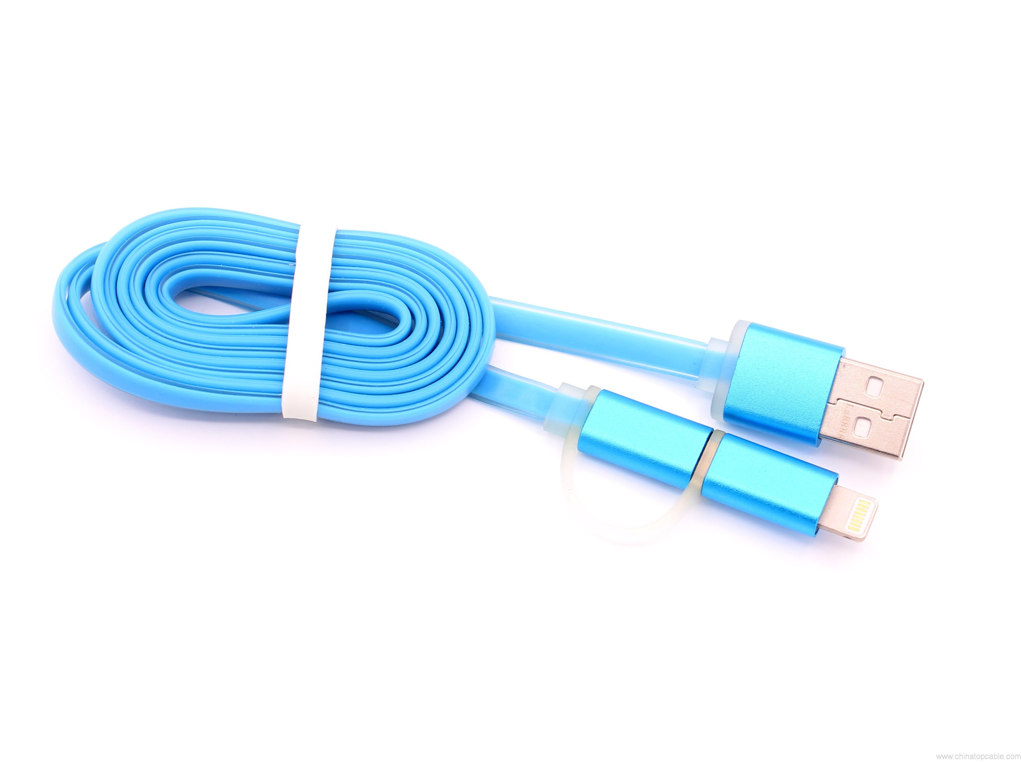 High quality Jelly flat design 2 in 1 usb charging cable for iphone and ...