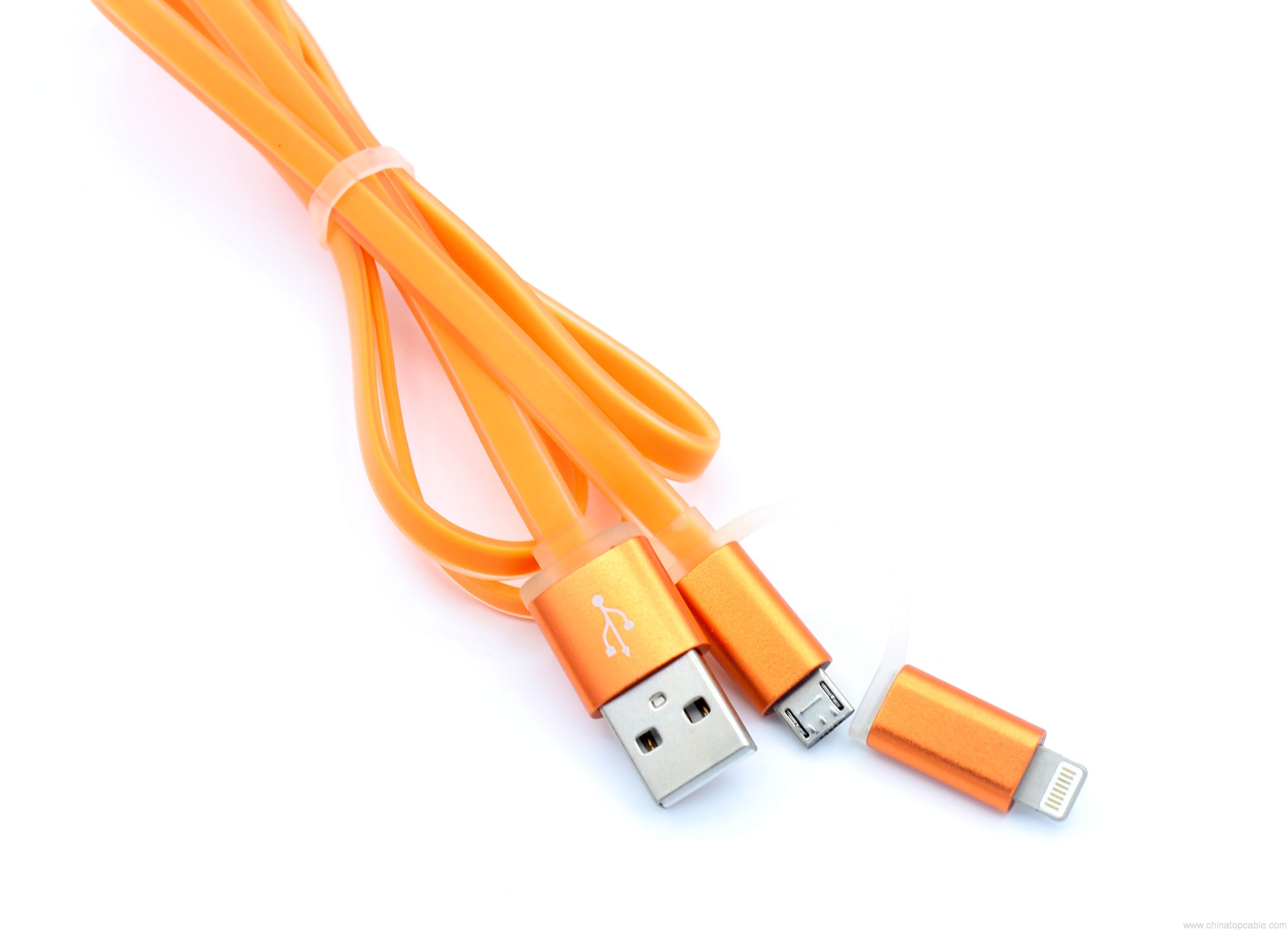 High quality Jelly flat design 2 in 1 usb charging cable for iphone and ...