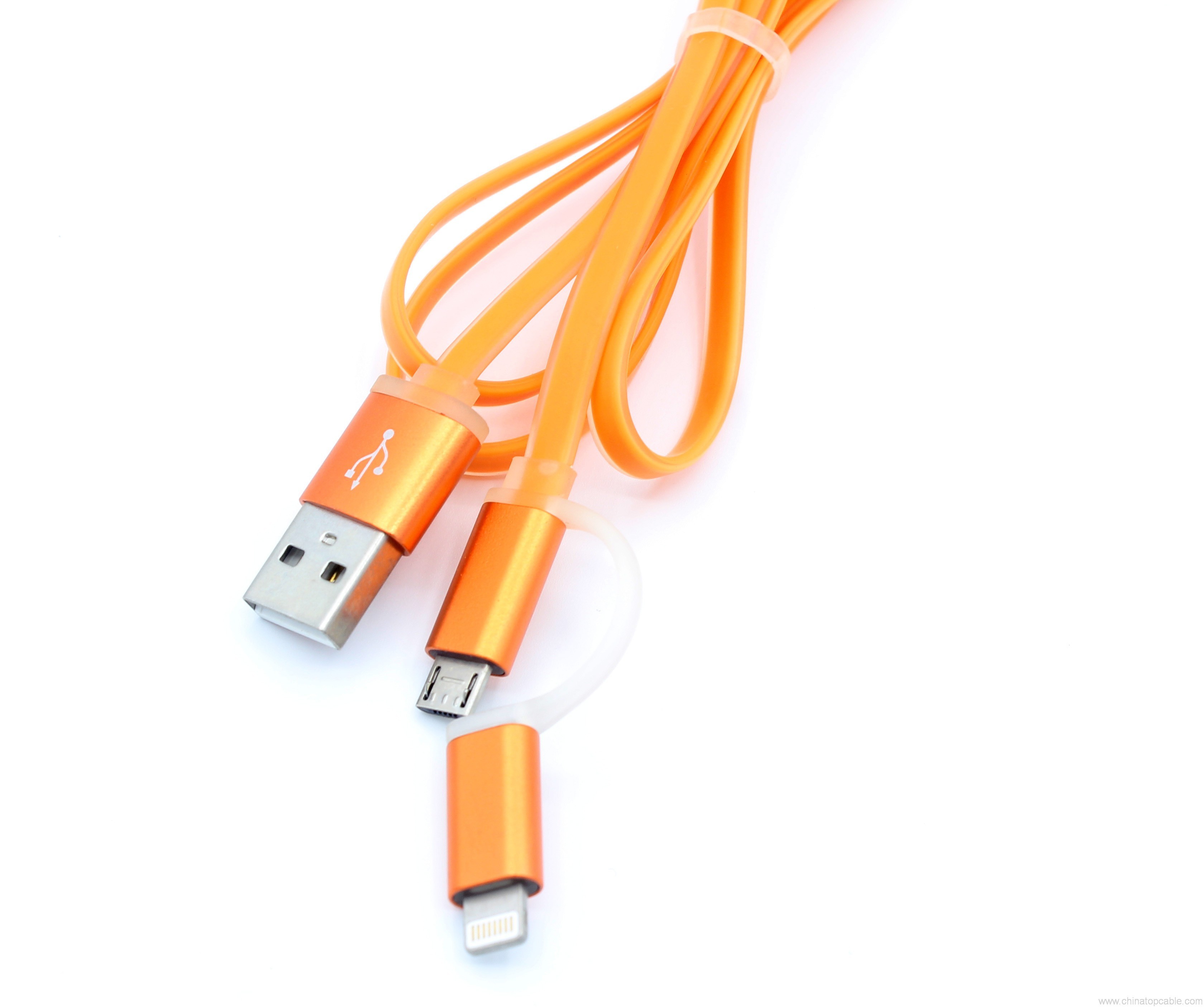 High quality Jelly flat design 2 in 1 usb charging cable for iphone and ...