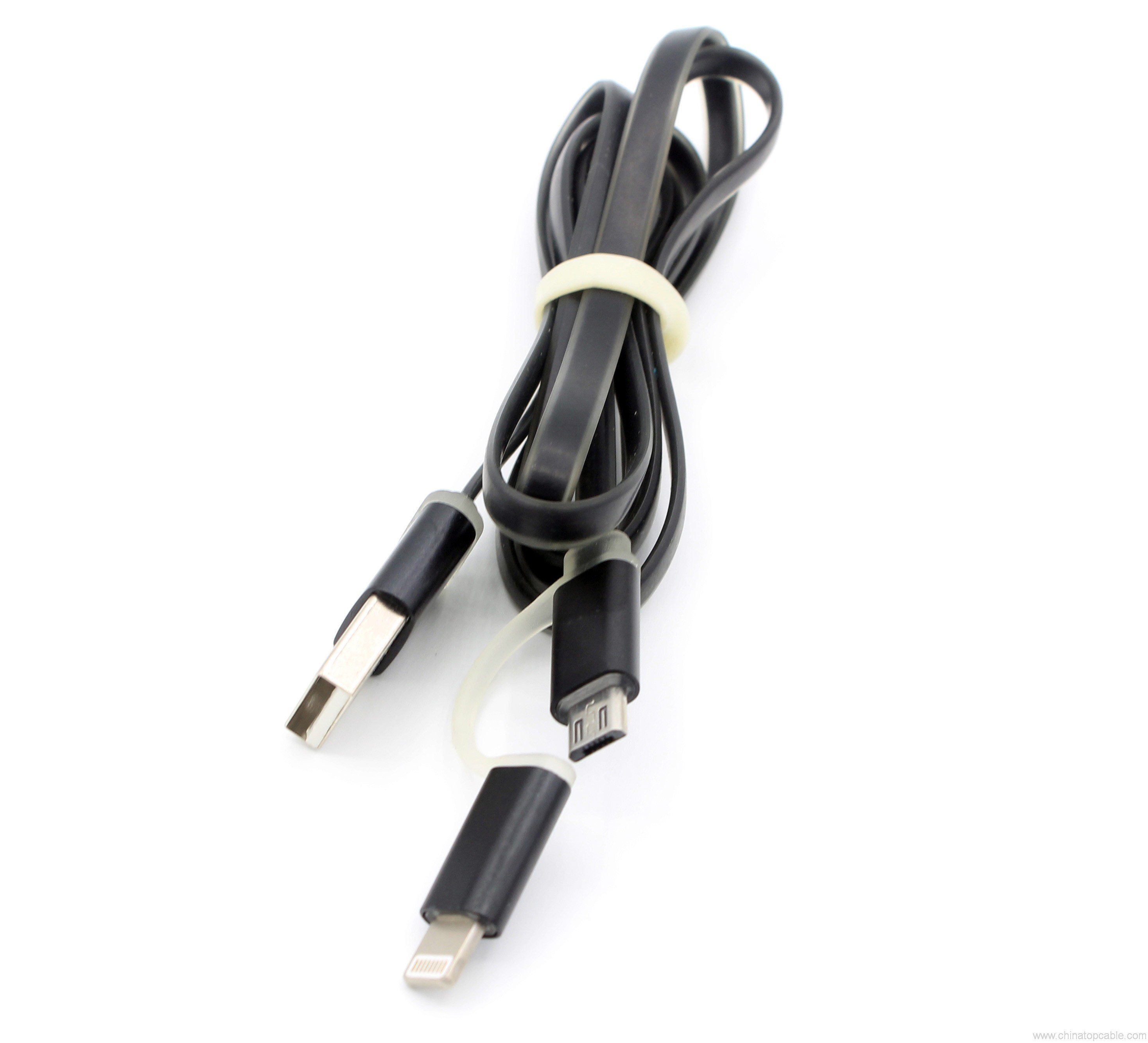 High quality Jelly flat design 2 in 1 usb charging cable for iphone and ...