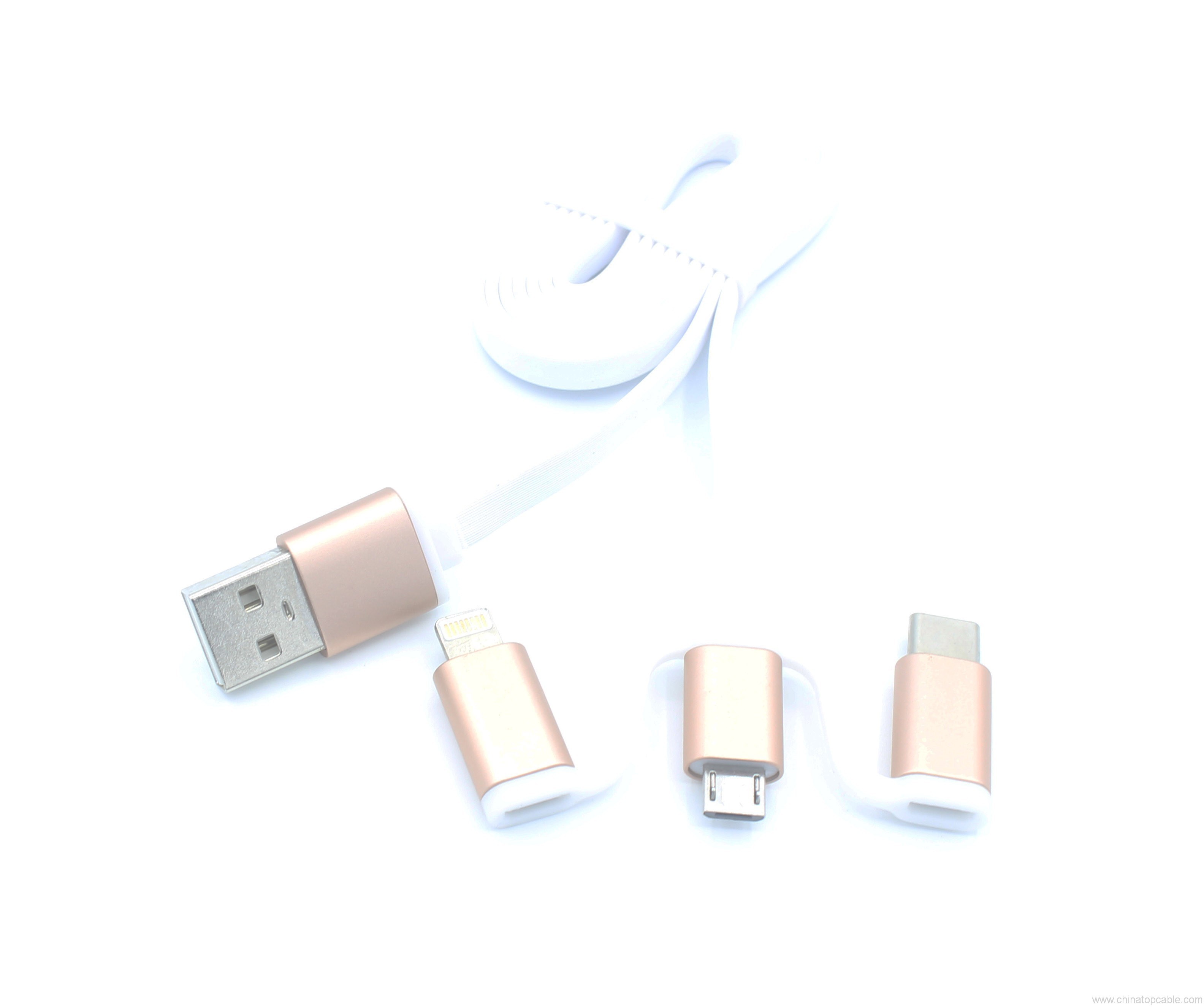 3 in 1 Micro+IOS+Type-c Connector Charging+Data Transfer Use USB Cable ...