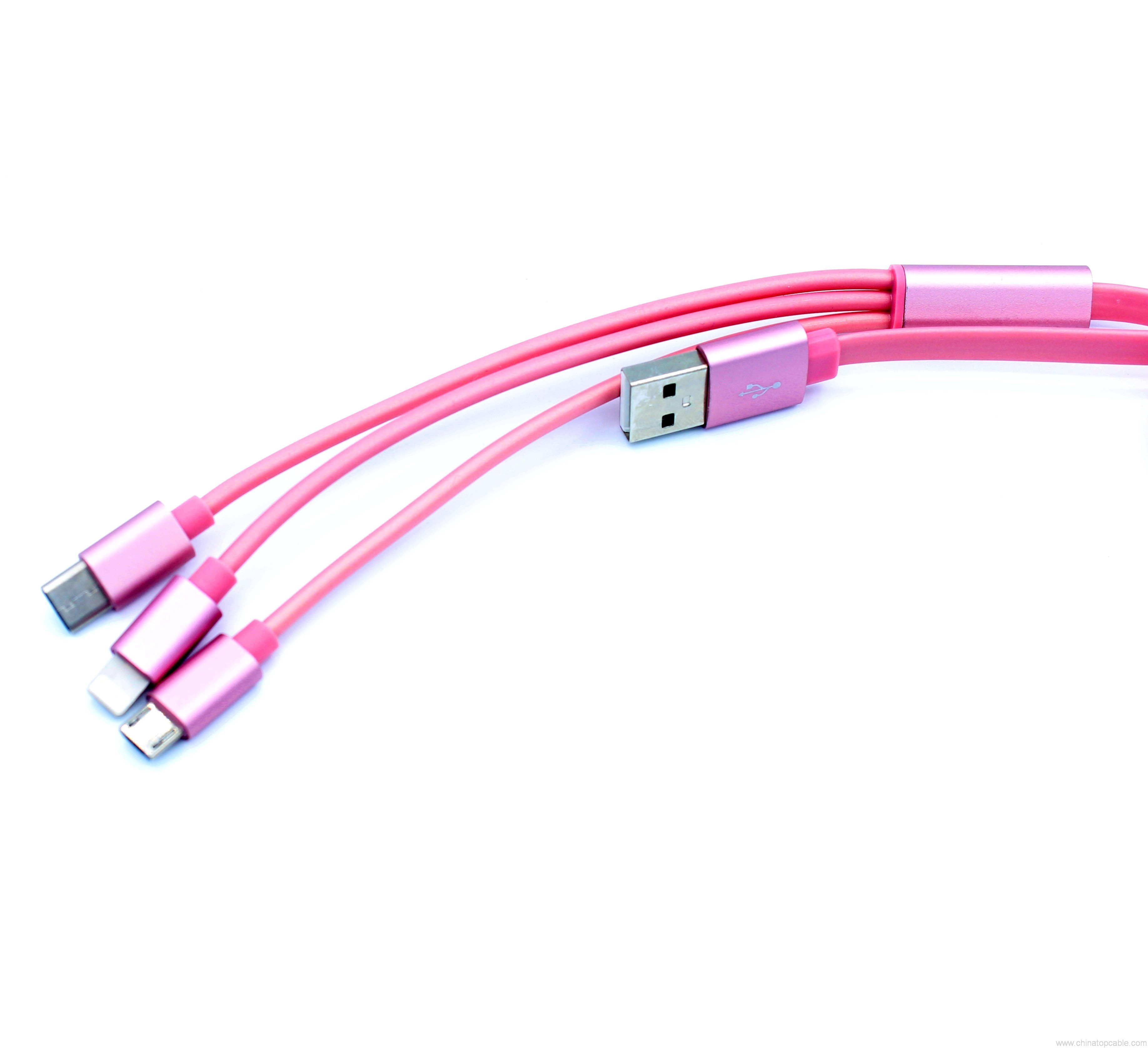 3 in 1 Multi-function TPE USB Data Cable For Android/iPhone/Type-c ...