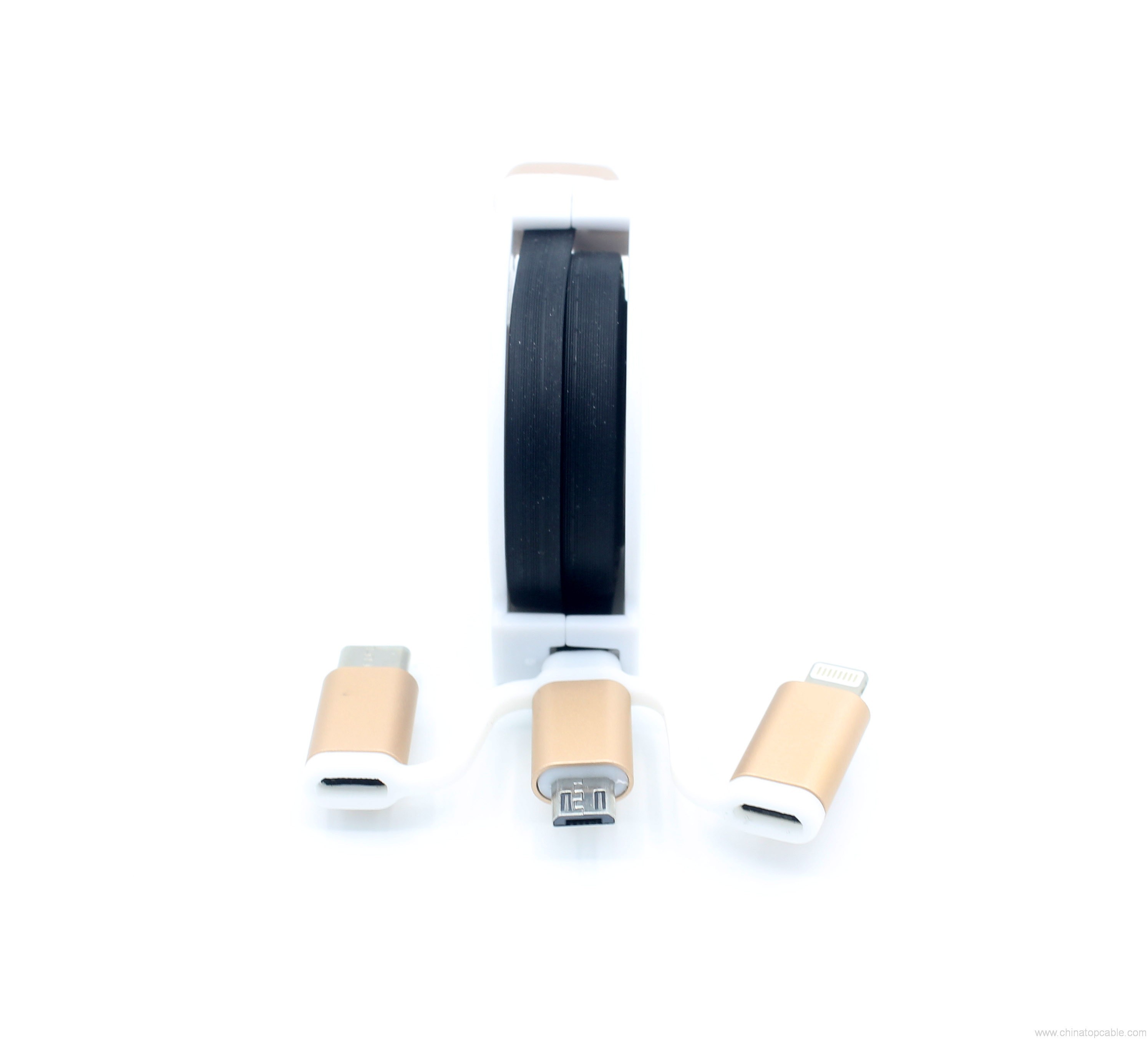 Type-c/micro/8 pin Multi 3 in 1 Retractable Noodle Flat USB Data ...