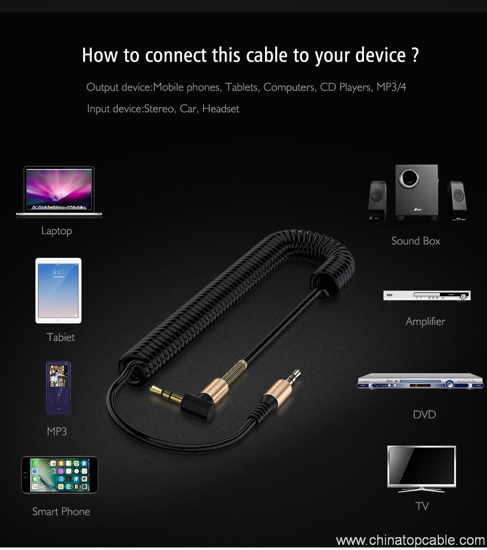 90 Rock Spring 3.5mm in caput anguli ius gradus Jack AUX cable et ...