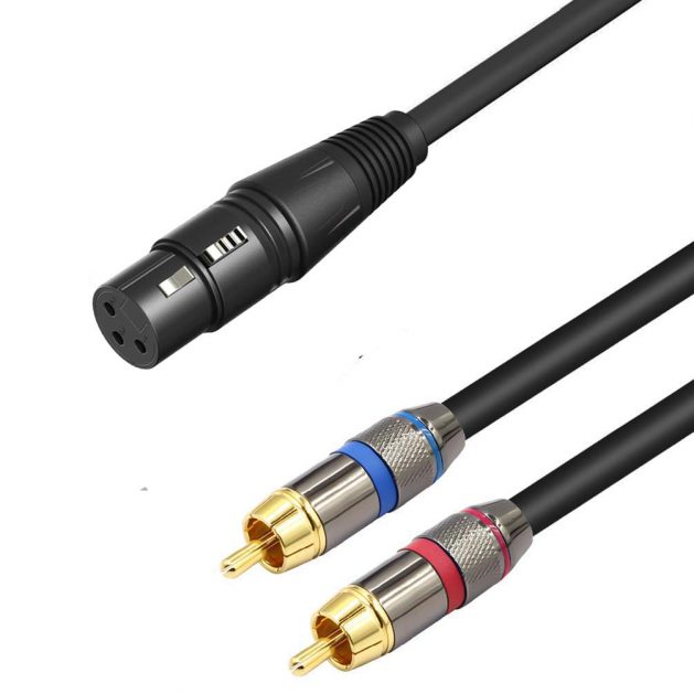 1 XLR to 2 RCA Male Plug Stereo Plug Y Splitter, XLR Wire Cord Audio ...
