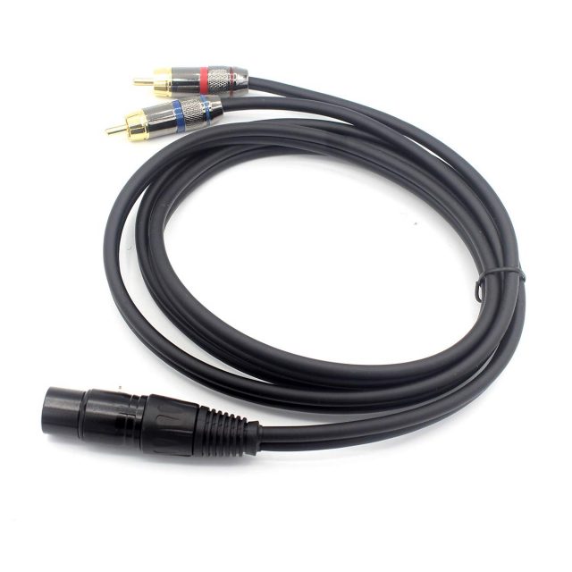 1 XLR to 2 RCA Male Plug Stereo Plug Y Splitter, XLR Wire Cord Audio Adapter Connector Cable 1 ...