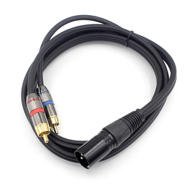 1 XLR to 2 RCA Male Plug Stereo Plug Y Splitter, XLR Wire Cord Audio Adapter Connector Cable 1 ...
