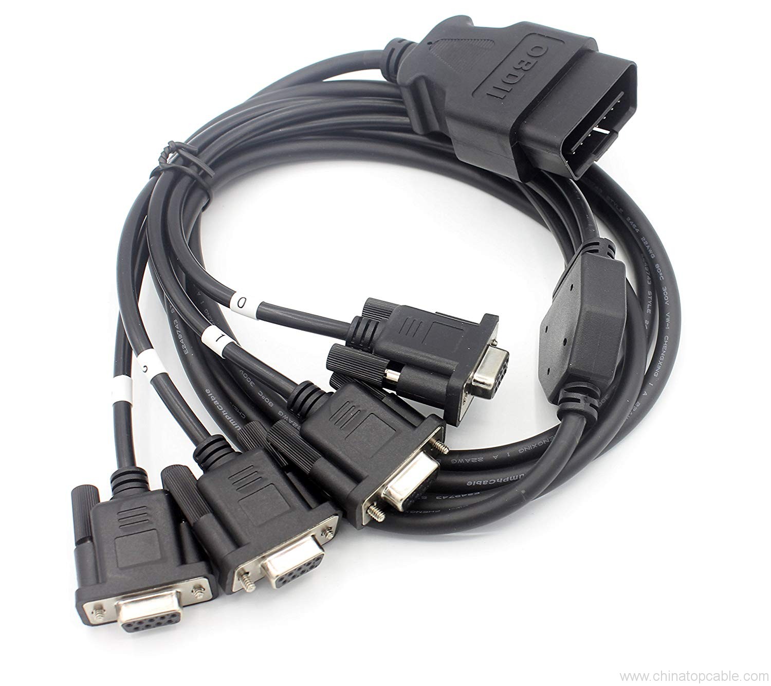 DB9 4 Head to OBDII 16 Pin Adapter Connector Cable - For DB9 Diagnostic ...