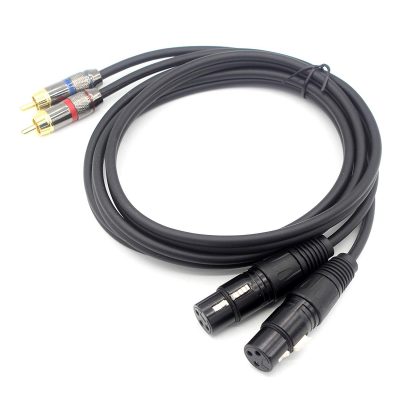 1 XLR to 2 RCA Male Plug Stereo Plug Y Splitter, XLR Wire Cord Audio Adapter Connector Cable 1 ...