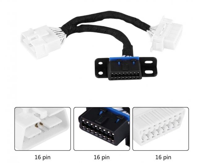 OBD-II Splitter Y Cable,1 Male to 2 Female OBD2 Full 16 Pin Pass ...