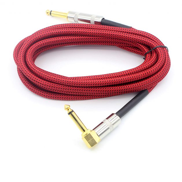 Premium nylon gevleg kitaar kabel,1/4 Duim(6.35mm) Gold oorgetrek TS ...