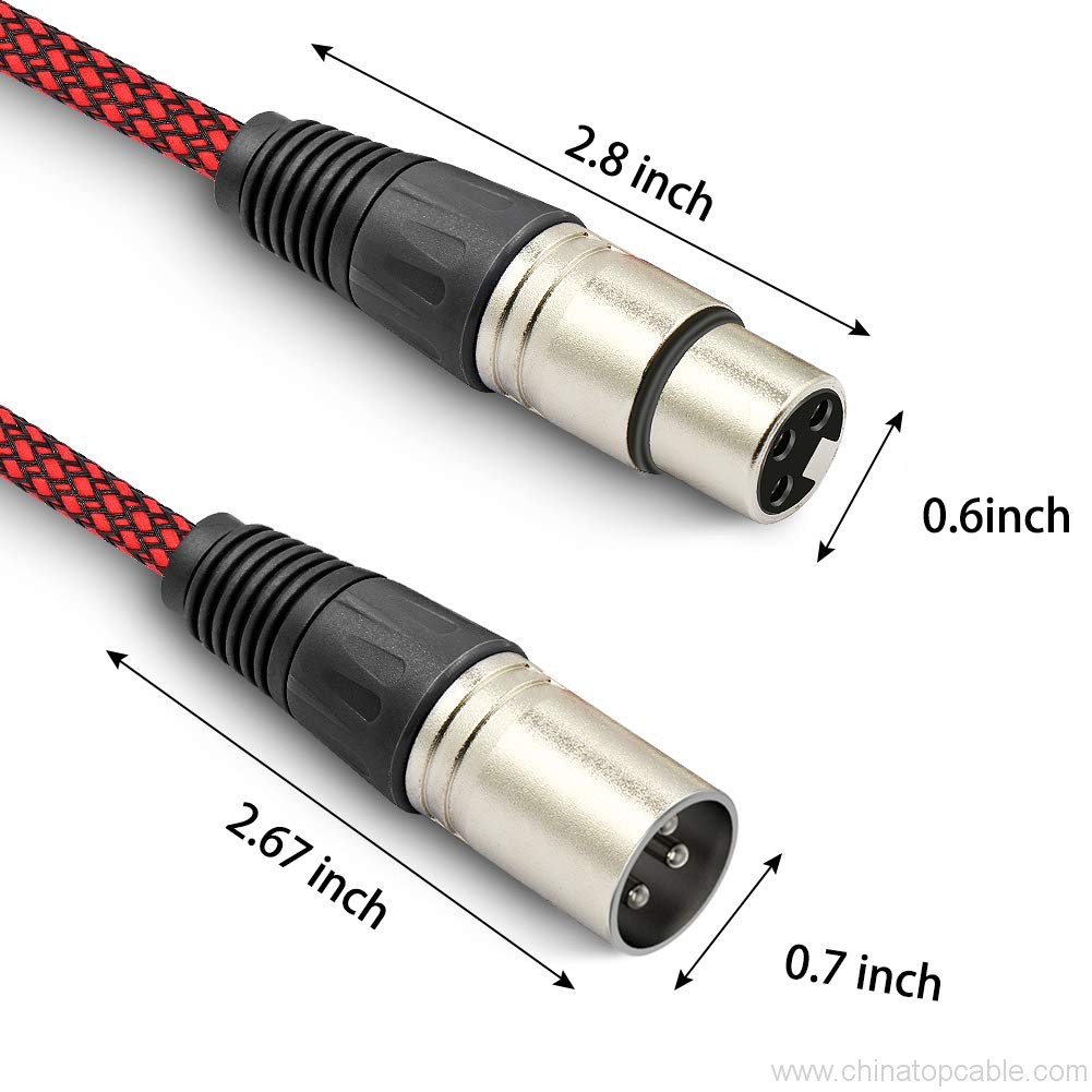 Premium XLR Male to Female 3 Pin Plug Nylon Braided Shielded ...