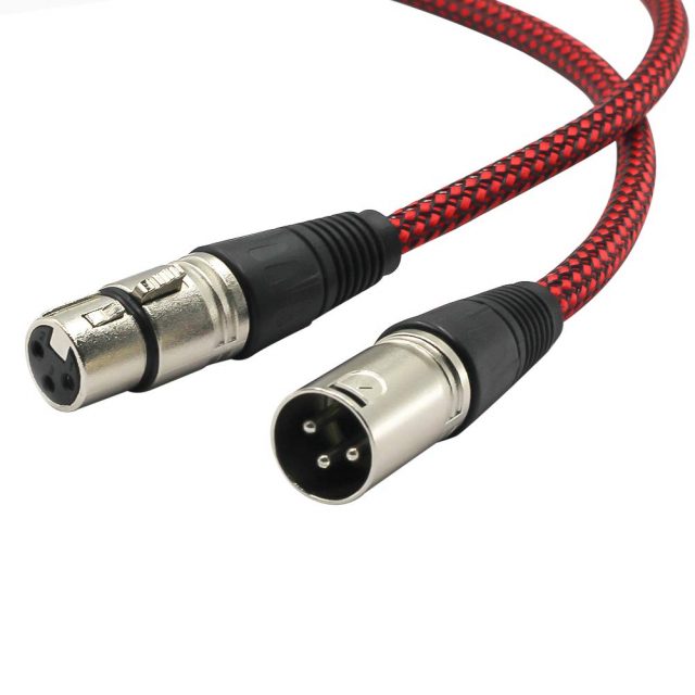 Premium XLR Male to Female 3 Pin Plug Nylon Braided Shielded ...