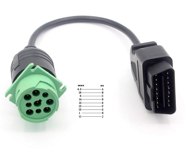 SAE J1939 9 PIN a OBD2 16 Cable adaptador de enchufe de pin para truck ...