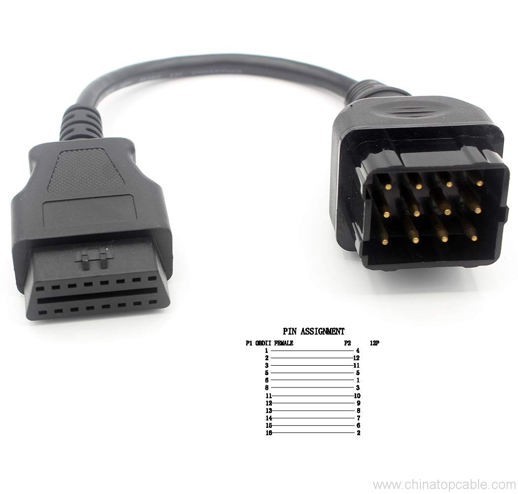 Truck 12 Pin to OBD II 16 Pin Adapter Connector Cable For Autocom DS150 ...