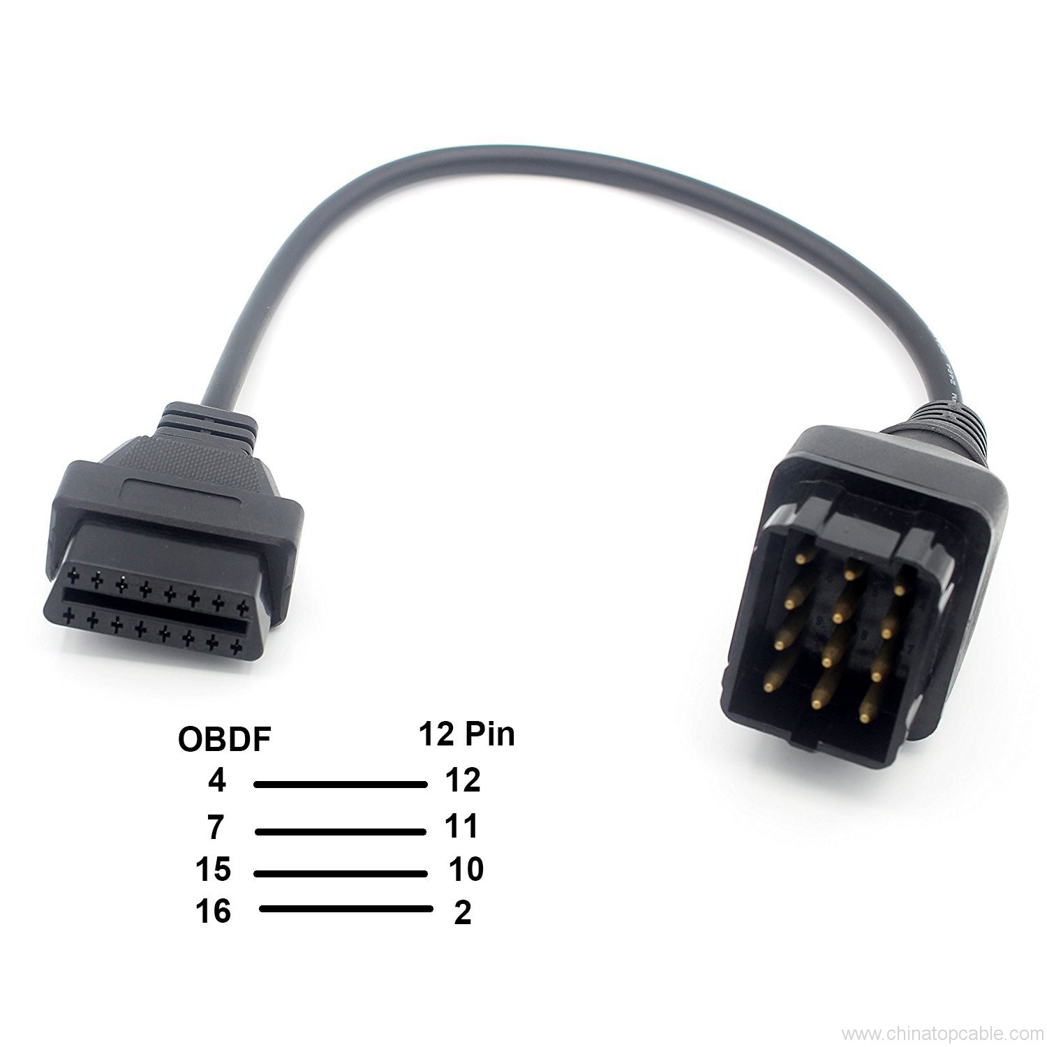 Truck 12 Pin to OBD II 16 Pin Adapter Connector Cable for GAZ Truck ...